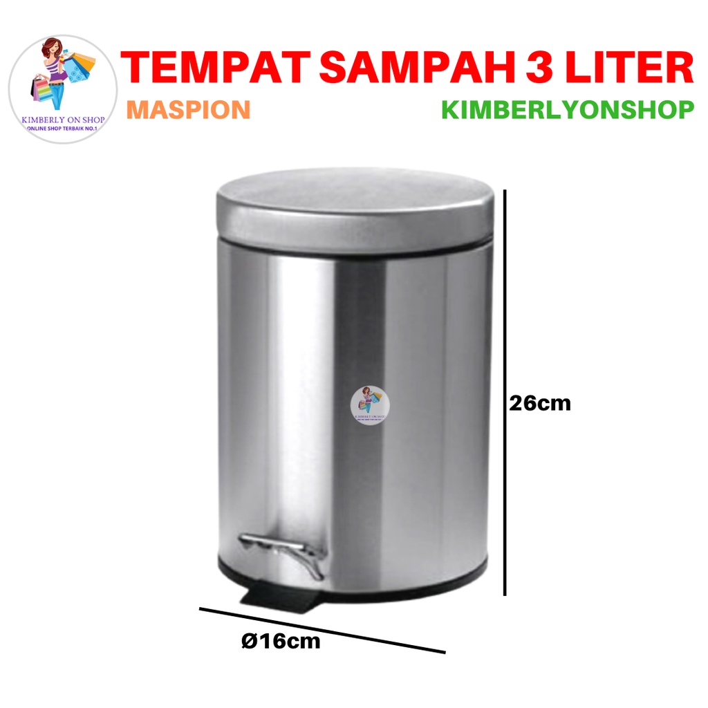 Jual Tempat Sampah Dust Bin Injak Stainless Steel 3 Liter Maspion | Shopee Indonesia