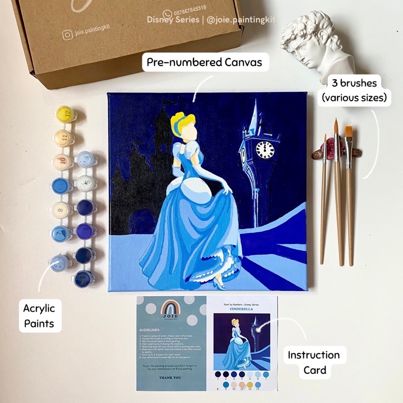 Jual PAINT BY NUMBER Disney Cinderella by Joie Painting Kit | Shopee ...