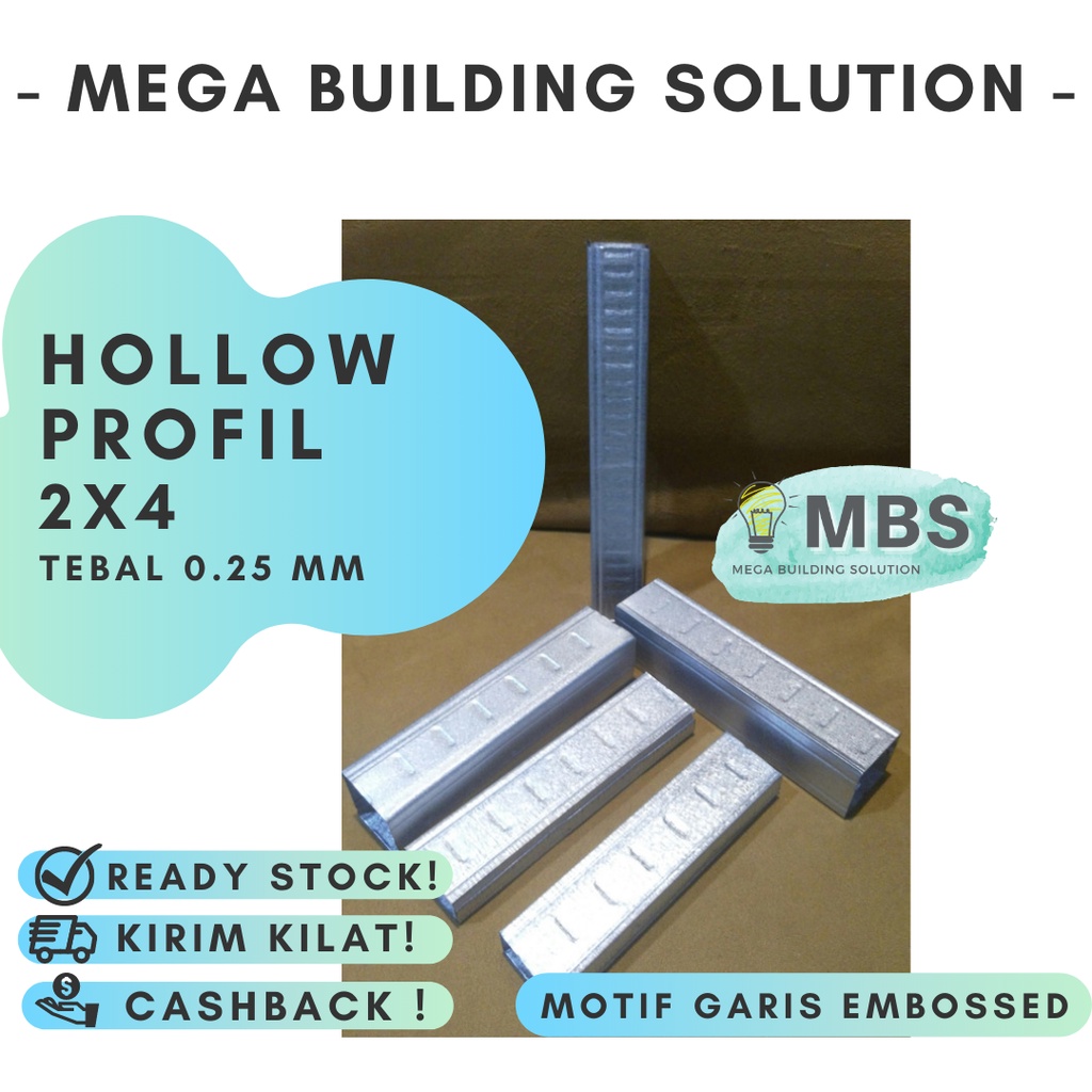 Jual Hollow Galvanis Profil / Besi Hollo Gipsum 0.25mm 4meter | Shopee Indonesia