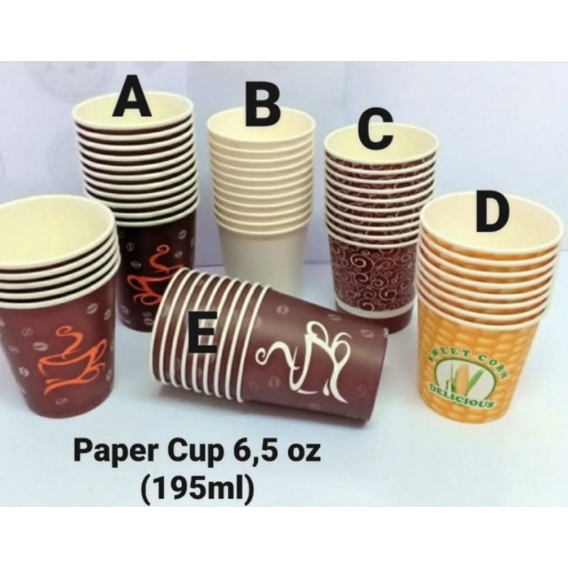 Jual PAPER CUP MOTIF/ GELAS KERTAS MOTIF 6,5 OZ/GELAS TEH KOPI PANAS JASUKE | Shopee Indonesia