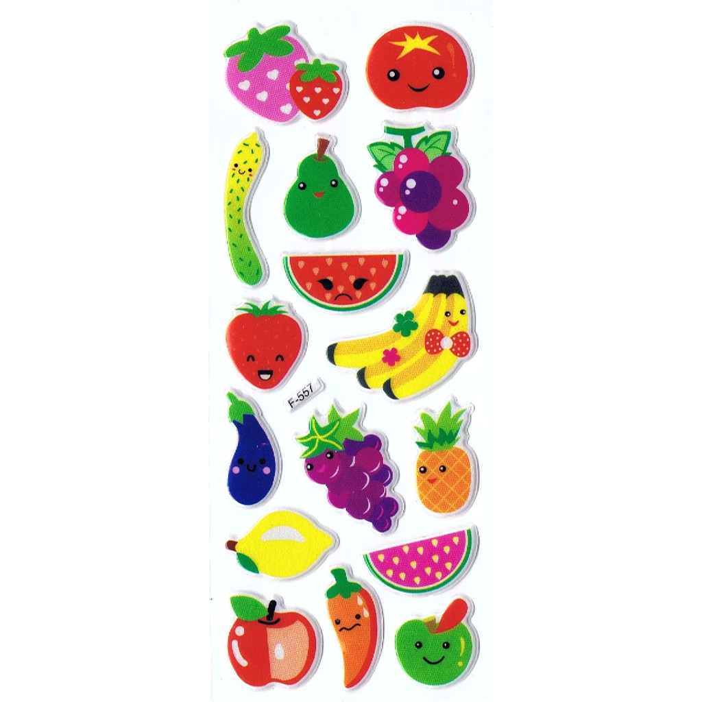 Jual SK493 Stiker Sticker Timbul Set Strip Aneka Gambar Kartun Buah ...