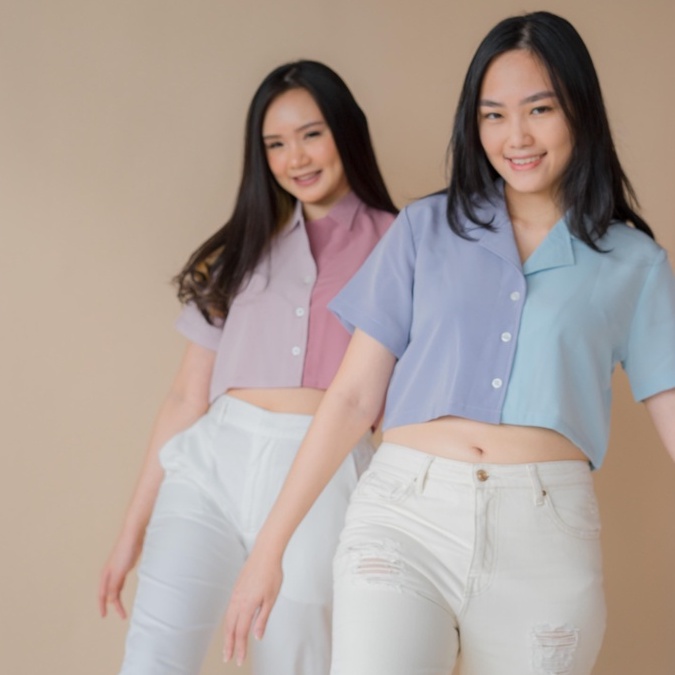 Jual Dalmi - Koa Shirt | Kemeja Kantor Trendy Wanita Two Tone | Shopee ...