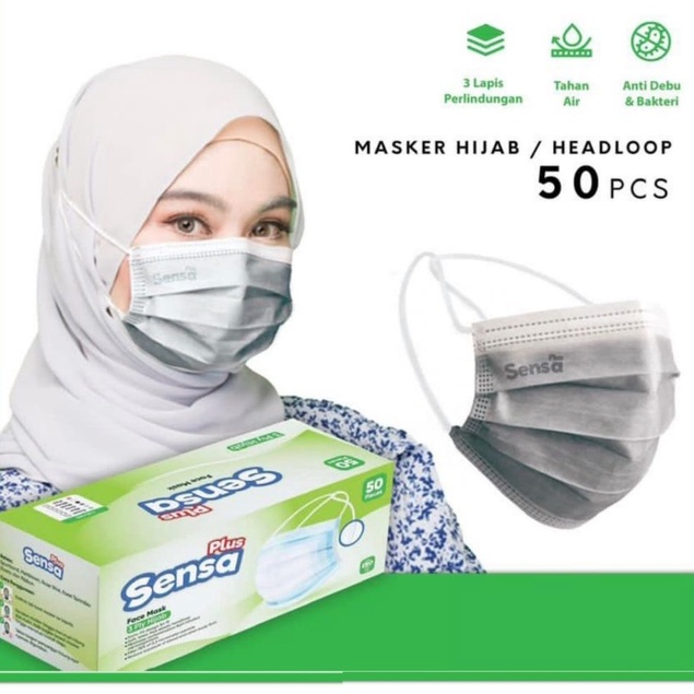 Jual SENSA PLUS 3PLY MASK BOX ISI 50 - MASKER 3PLY EMBOS SENSA PLUS ...