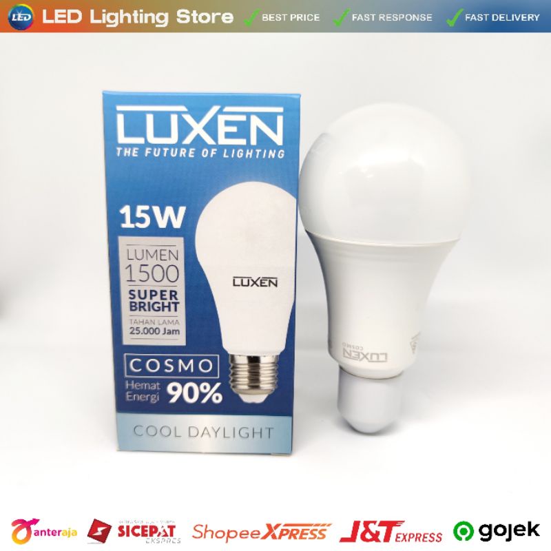 Jual LAMPU LED BULB 15W 15 W 15WATT 15 WATT LUXEN PUTIH | Shopee Indonesia
