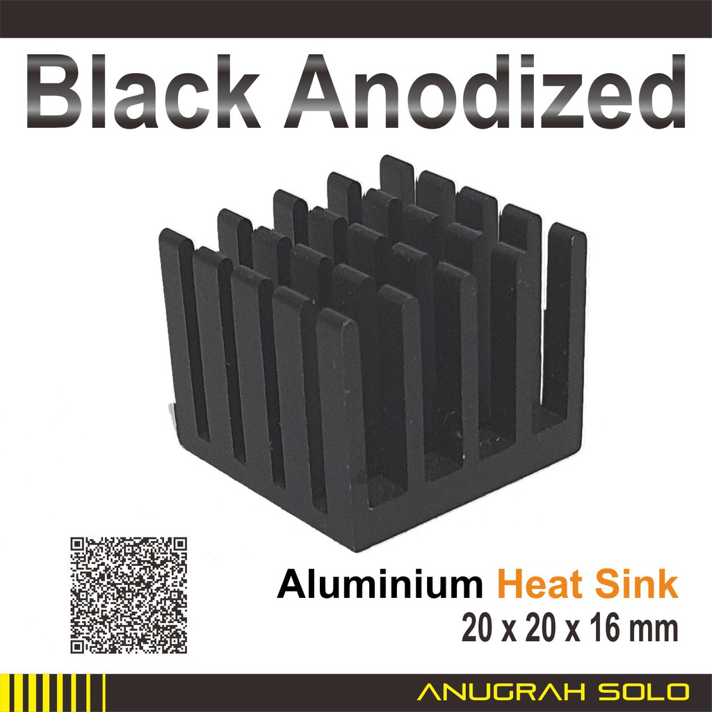 Jual Heatsink Aluminium 20x20x16 Mm Black Anodized Heat Sink Pendingin ...
