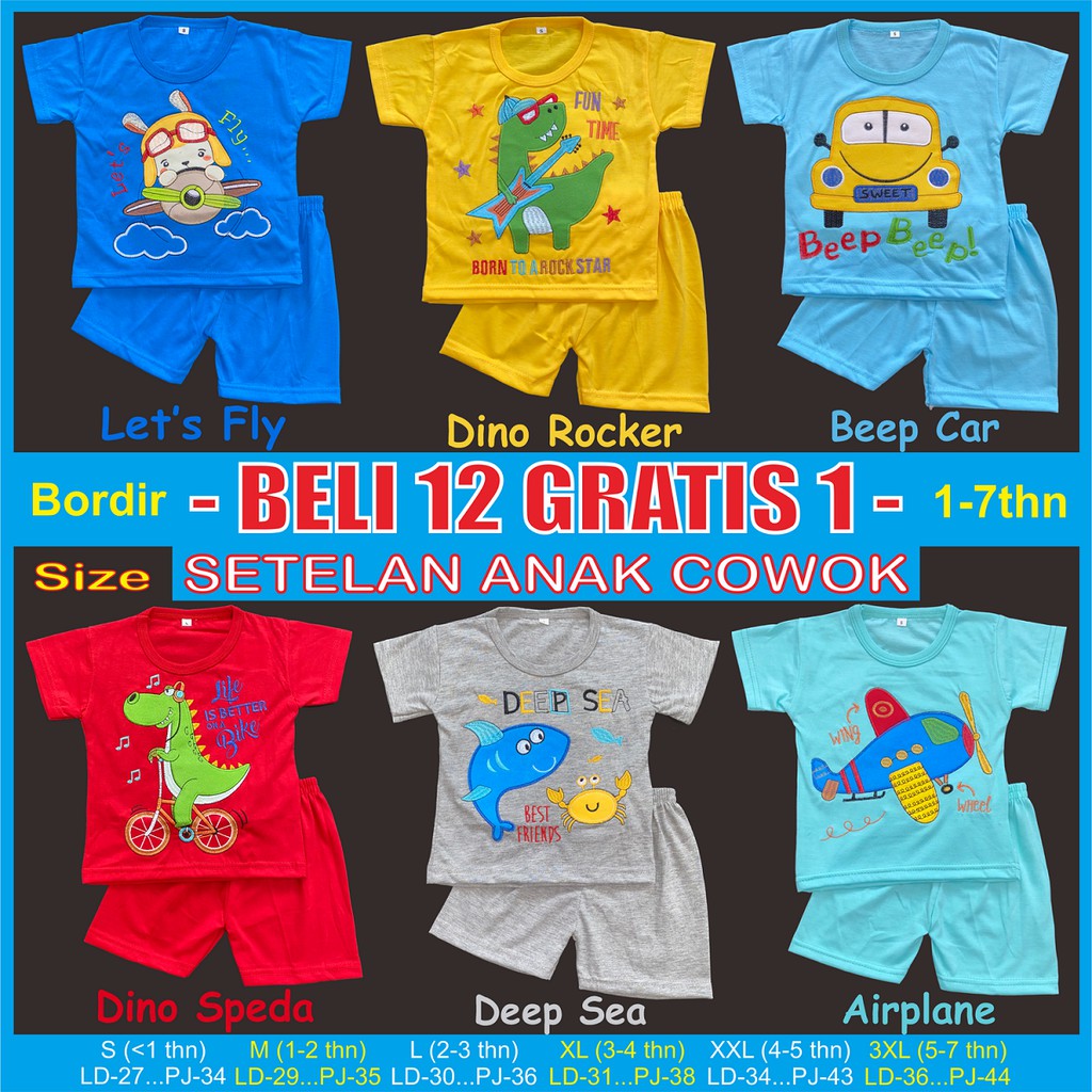 Jual RAINBOW SETELAN / SET BAJU ANAK COWOK 1- 7 TAHUN "BORDIR SERIES PART 1" | Shopee Indonesia