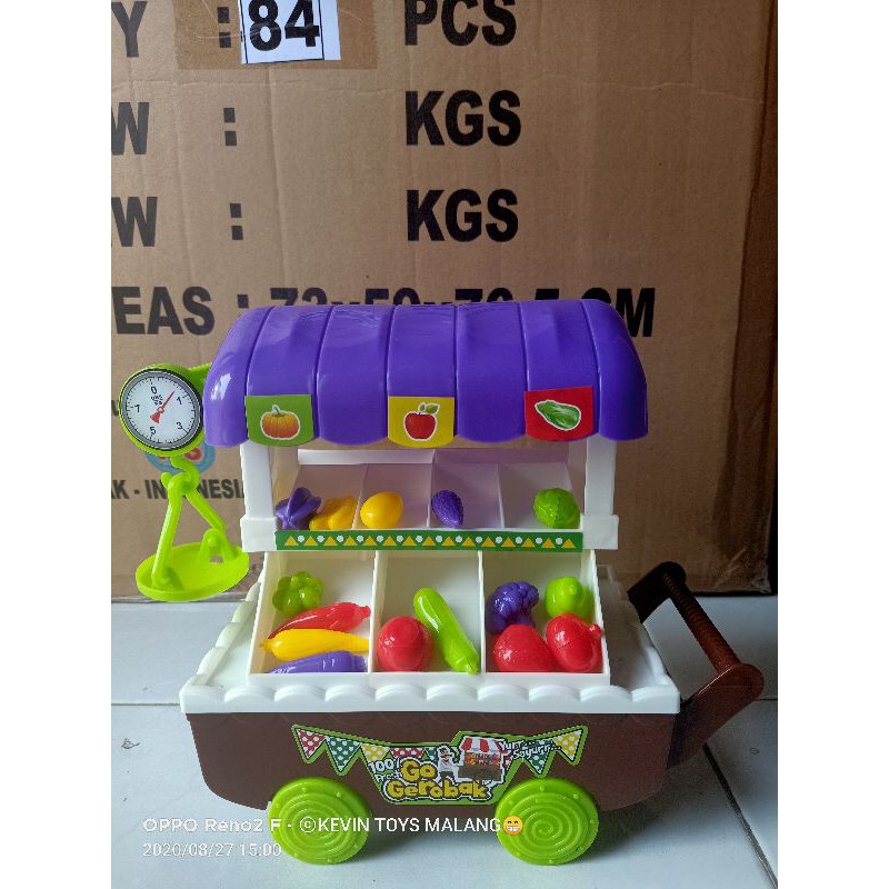 Jual mainan gerobak sayur fresh plus timbangan KGP 17 / gerobak sayur ...