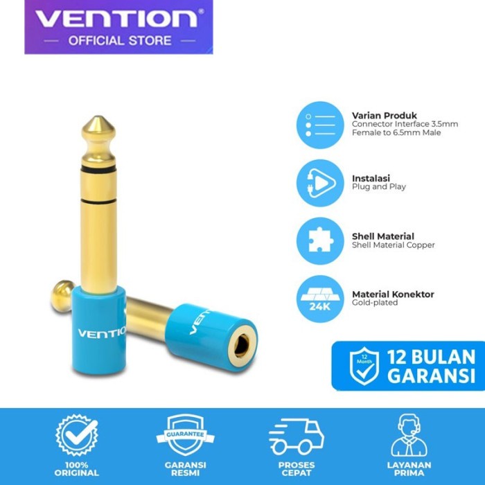 Jual Vention Audio Aux 6.5mm to 3.5mm Jack Female Converter Adapter | Shopee Indonesia
