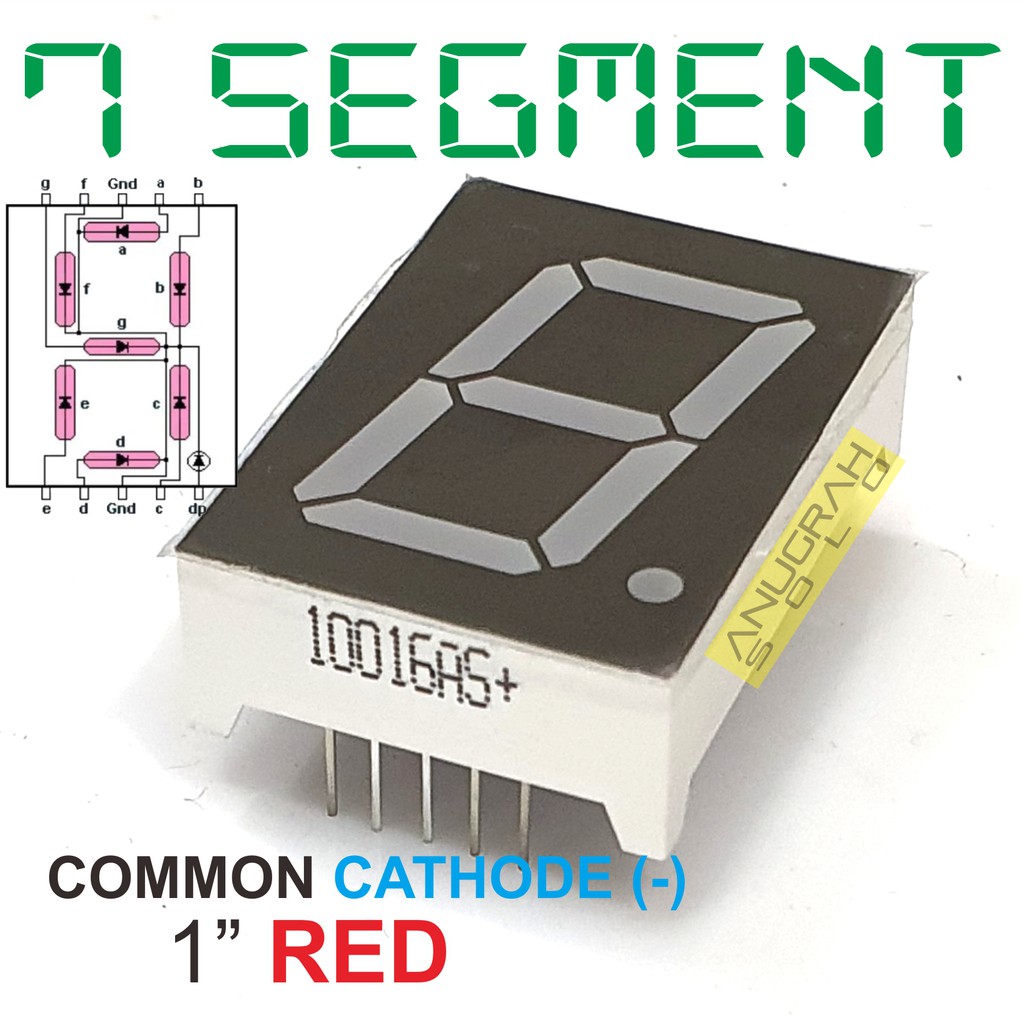 Jual Seven Segment LED 7 Segmen 1 inch Merah 1 digit common Cathode ...