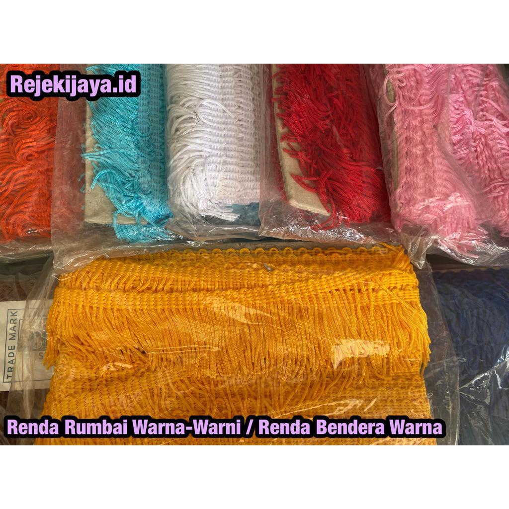 Jual RENDA RUMBAI PER PACK ANEKA WARNA / RENDA RUMBAI BENDERA WARNA ...