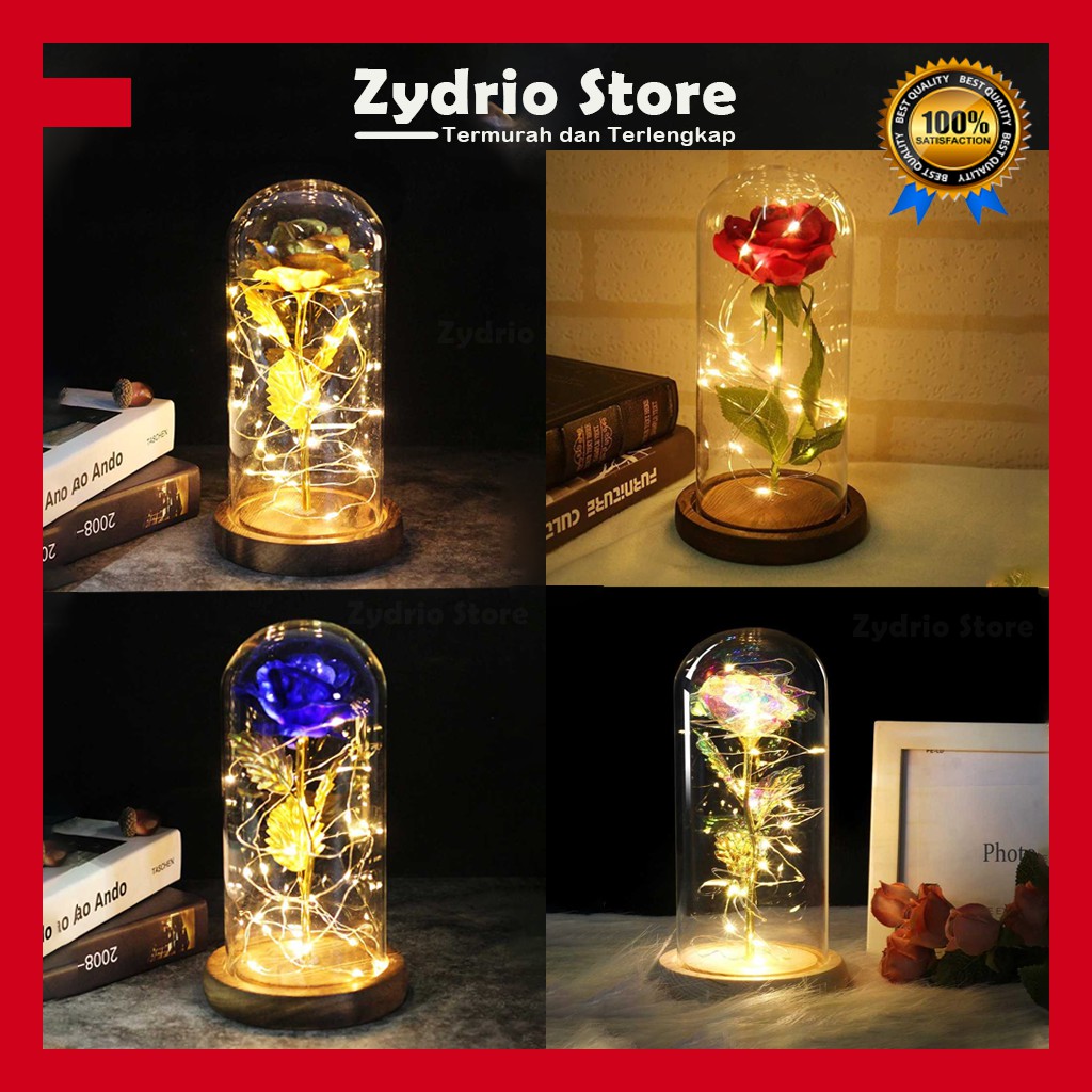 Jual Lampu Bunga Mawar Kado Unik Romantis LED Dekorasi Beauty and The ...