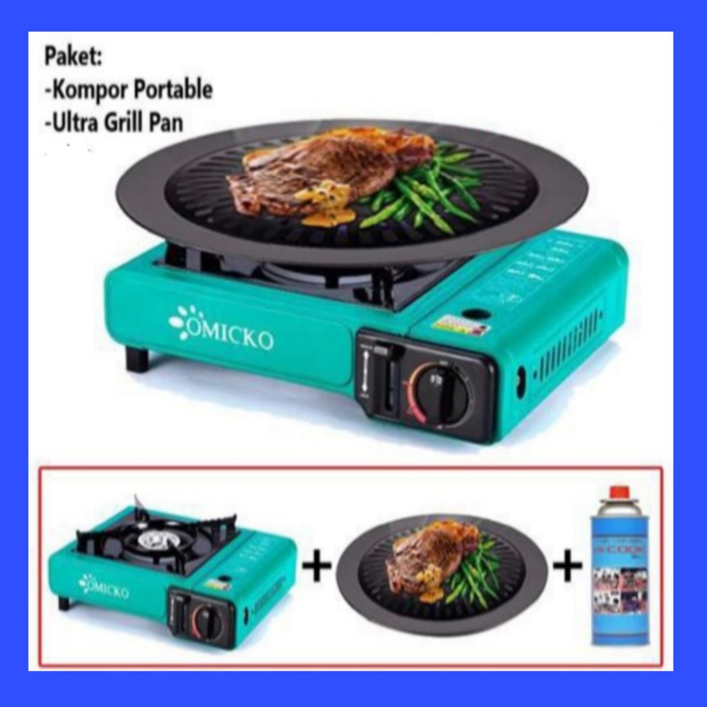 Jual Paket Barbeque BBQ Set Kompor Portable Omicko dan BBQ Grill Pan ...