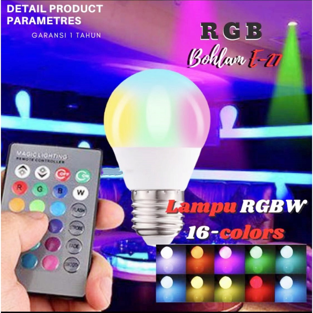 Jual Lampu Bohlam LED RGB RGBW 16 Warna Bulb E27 Dimmable 7W | Shopee ...