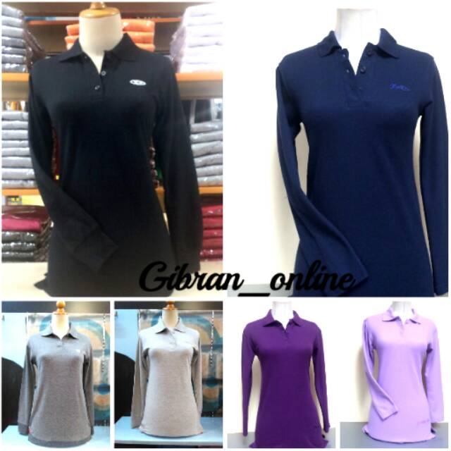 Jual KAOS POLO SHIRT WANITA/POLO POLOSAN KRAH LENGAN PANJANG | Shopee ...