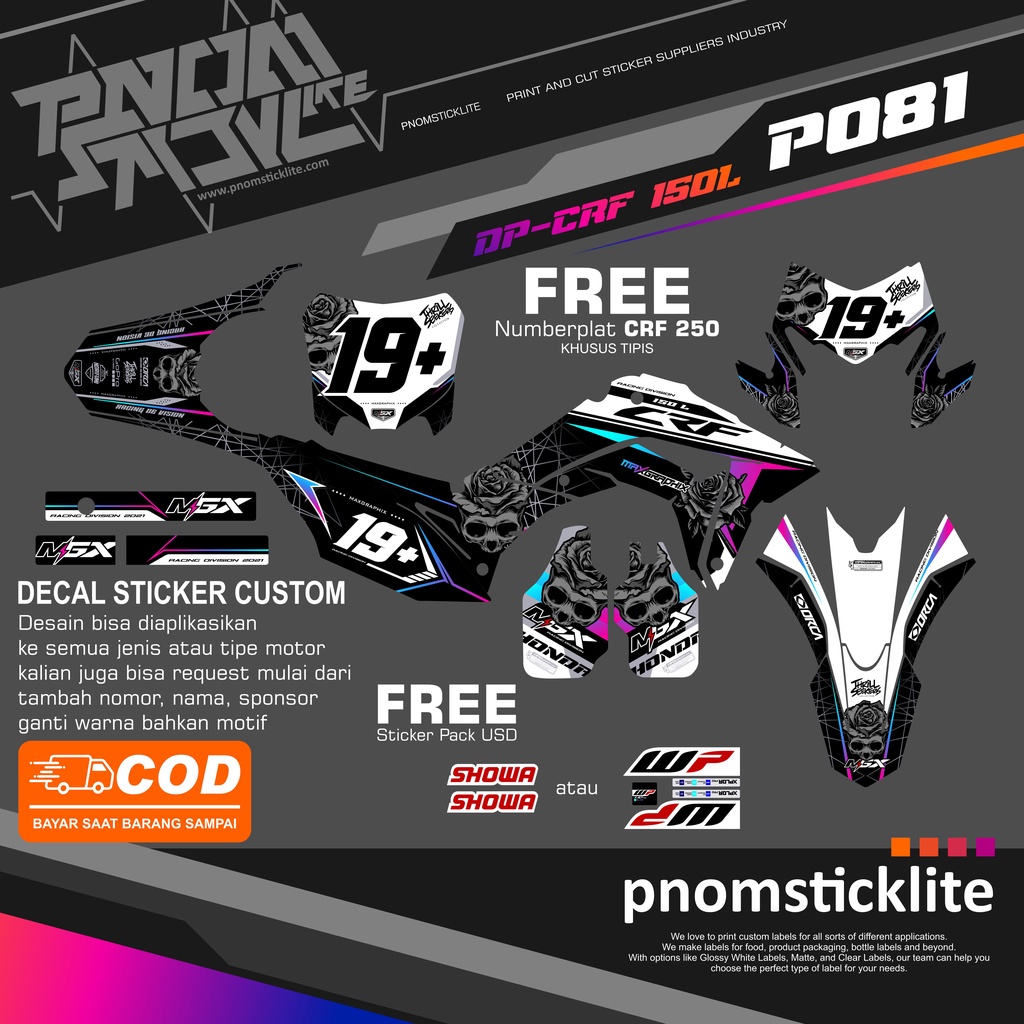 Jual Decal Crf 150L Sticker Crf Decal Fullbody Crf Lis Rose Flower Supermoto Keren Viral P082 ...