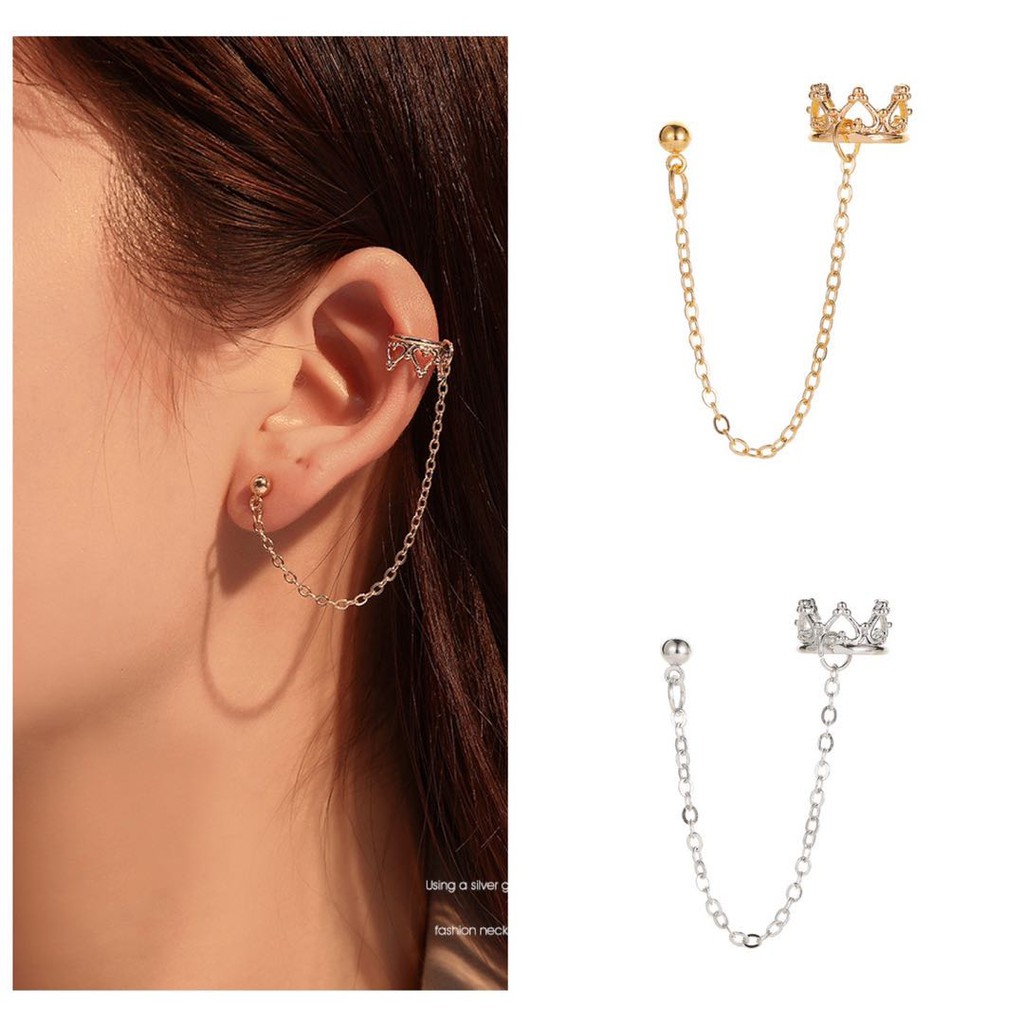 Jual Anting Tusuk Model Rantai Rumbai Panjang Aksen Mahkota Gaya Punk ...