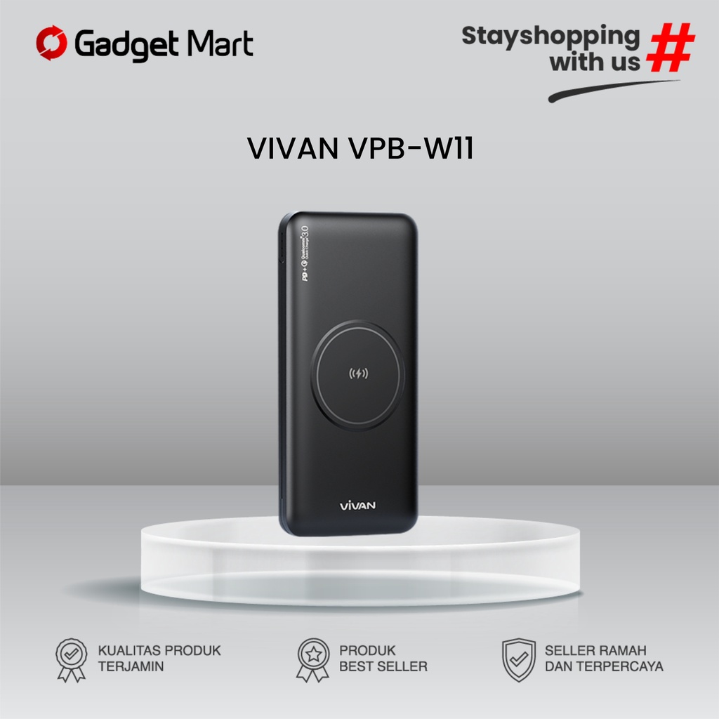 Jual VIVAN Powerbank 10000 mAh VPB-W11 Wireless 3 Output Fast Charging ...