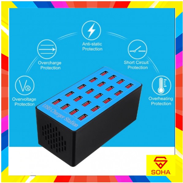 Jual SOHA A5 Plus - Charger Multi Port Terdapat 20 Port USB 20 Ampere ...