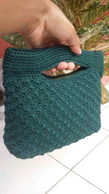 Jual Rajut handbag nilon uk23x16 ada kantong dalam | Shopee Indonesia