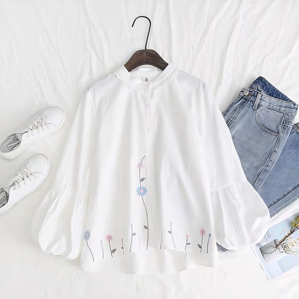 Jual Kaleela Blouse Katun Wanita Terbaru Blus Putih Bordir Kekinian ...