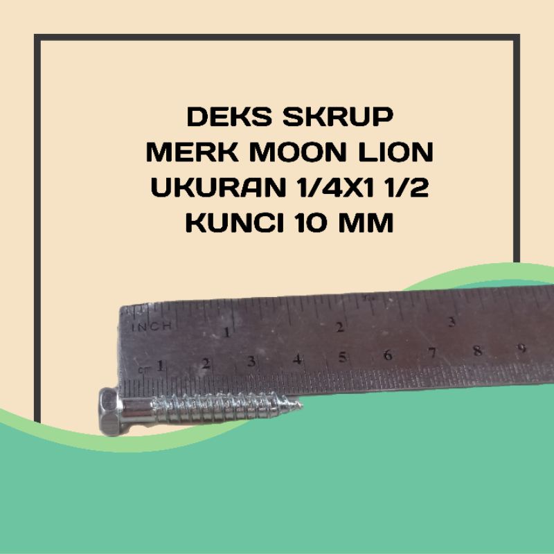 Jual Deks Screw Deskrup Deks Skrup STAINLIS STEEL Moon Lion 1/4 x 1 1/2 ...
