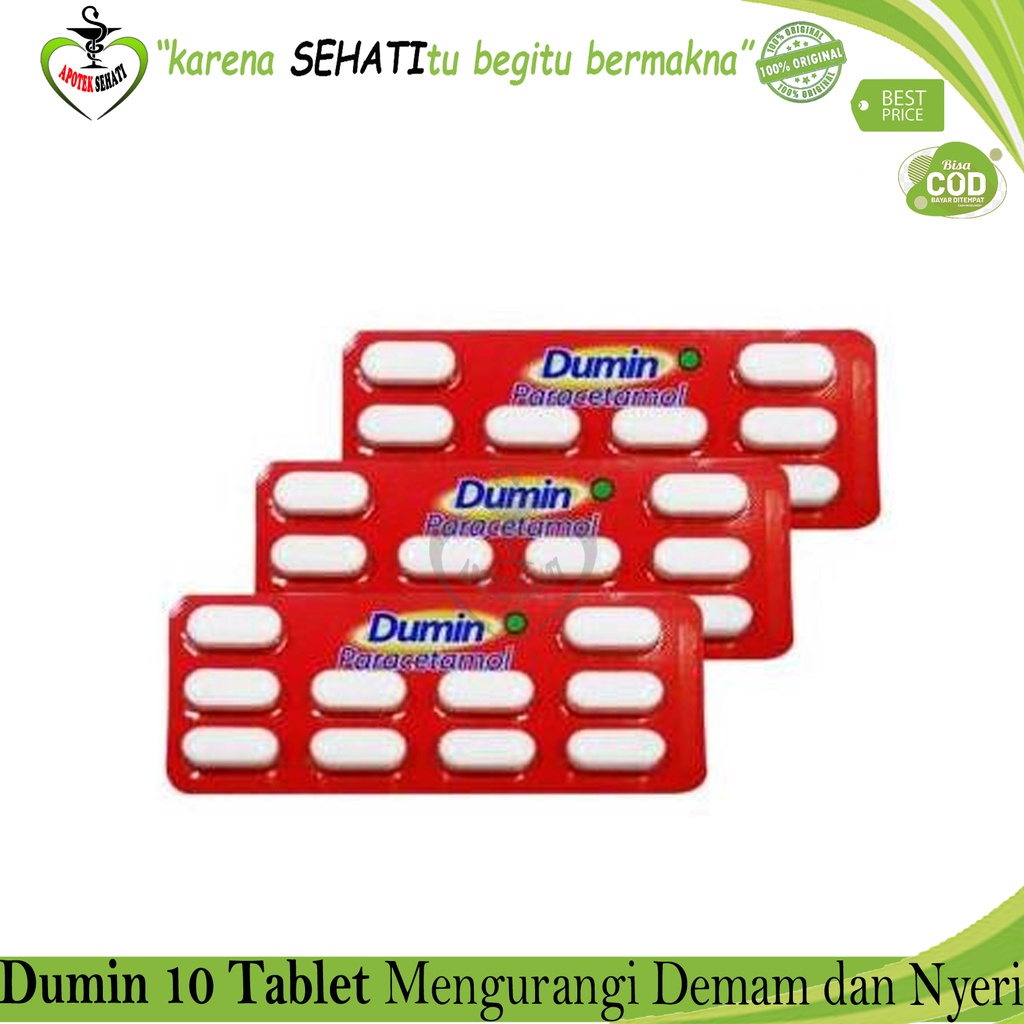 Jual Dumin Paracetamol Pereda Sakit Penurun Demam - Strip Isi 10 Tablet ...