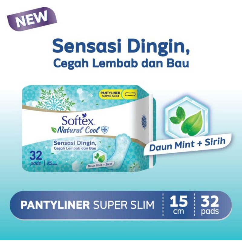 Jual Softex Pantyliner Natural Cool Super Slim 32s | Shopee Indonesia