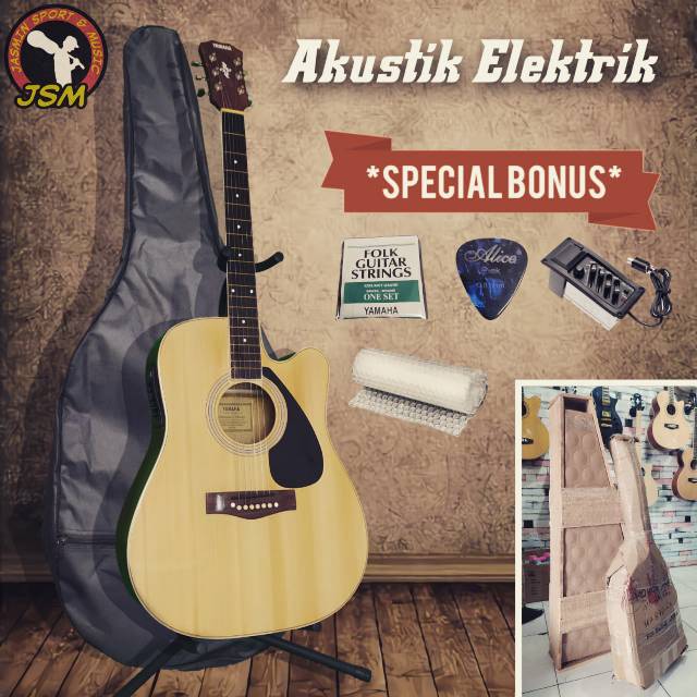 Jual GITAR AKUSTIK ELEKTRIK MODEL YAMAHA JUMBO CUSTOM | Shopee Indonesia