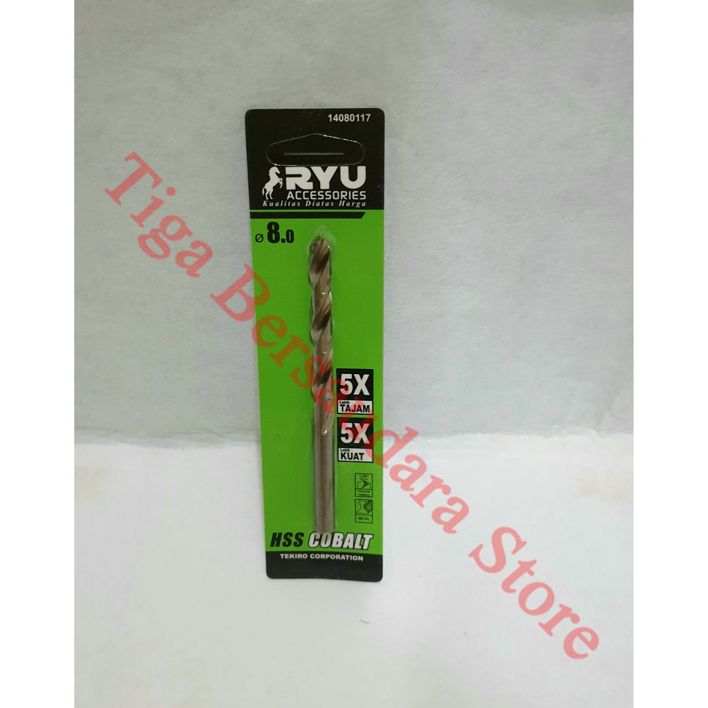 Jual Mata Bor 8 mm Besi Stainless Alumunium Kayu RYU HSS Cobalt Drill ...