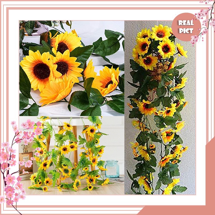 Jual UNICO Bunga Matahari Tanaman Hias Artificial Daun Rambat Kering ...