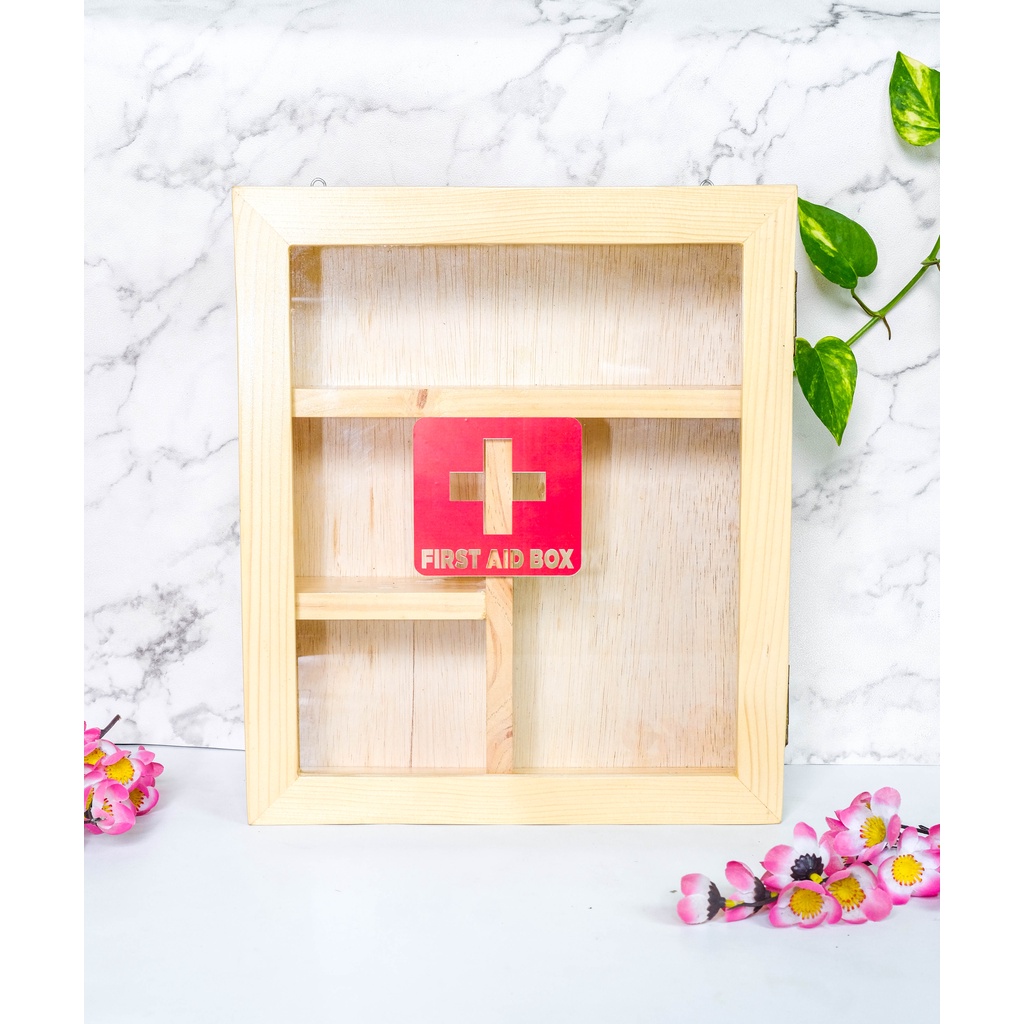 Jual Kotak Obat P3K kayu, First aid box, dinding Lemari obat serbaguna ...