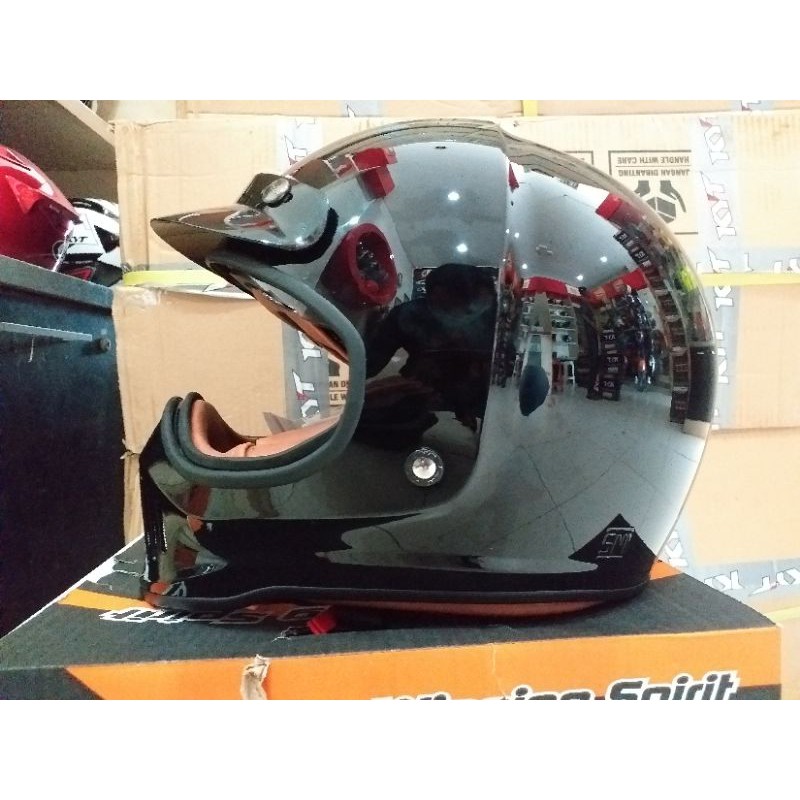 Jual HELM INK TROOPER SOLID BLACK METALIK VISOR LIGHT SMOKE HELM INK ...
