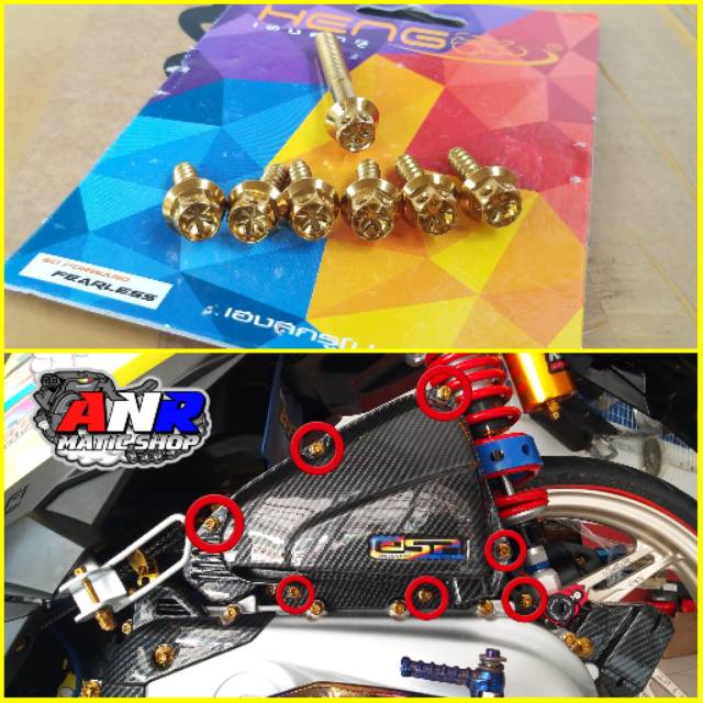 Jual (7 Pcs) Baut set filter beat scoopy vario 110 fi esp Probolt Heng Thailand King Nut ...