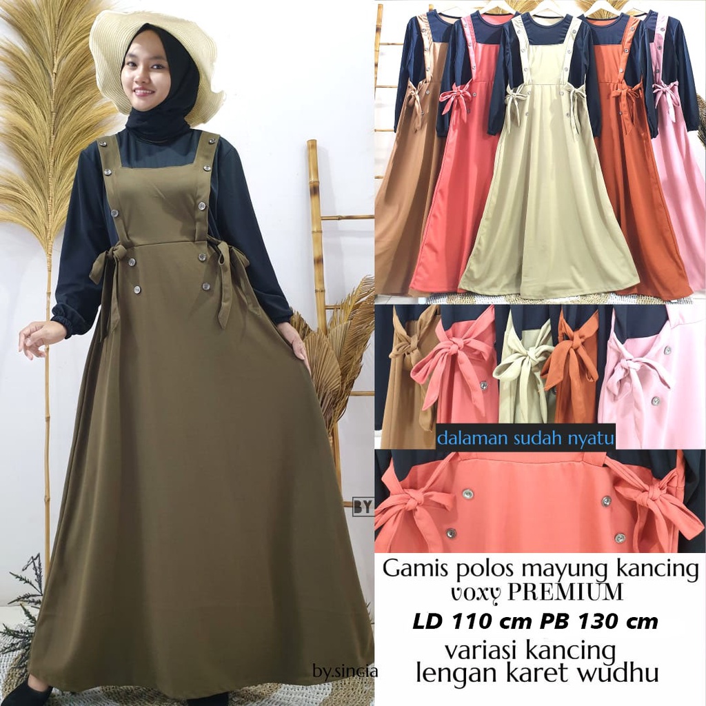 Jual Gamis model overal kancing polos army series lengan karet wudhu ...