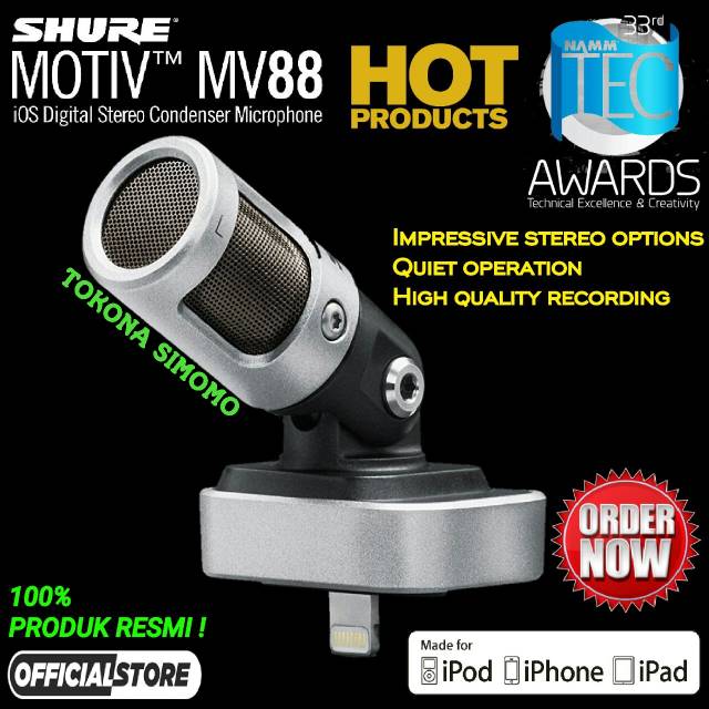 Jual Shure MV88 / MV 88 iOS Digital Stereo Condenser Microphone ...