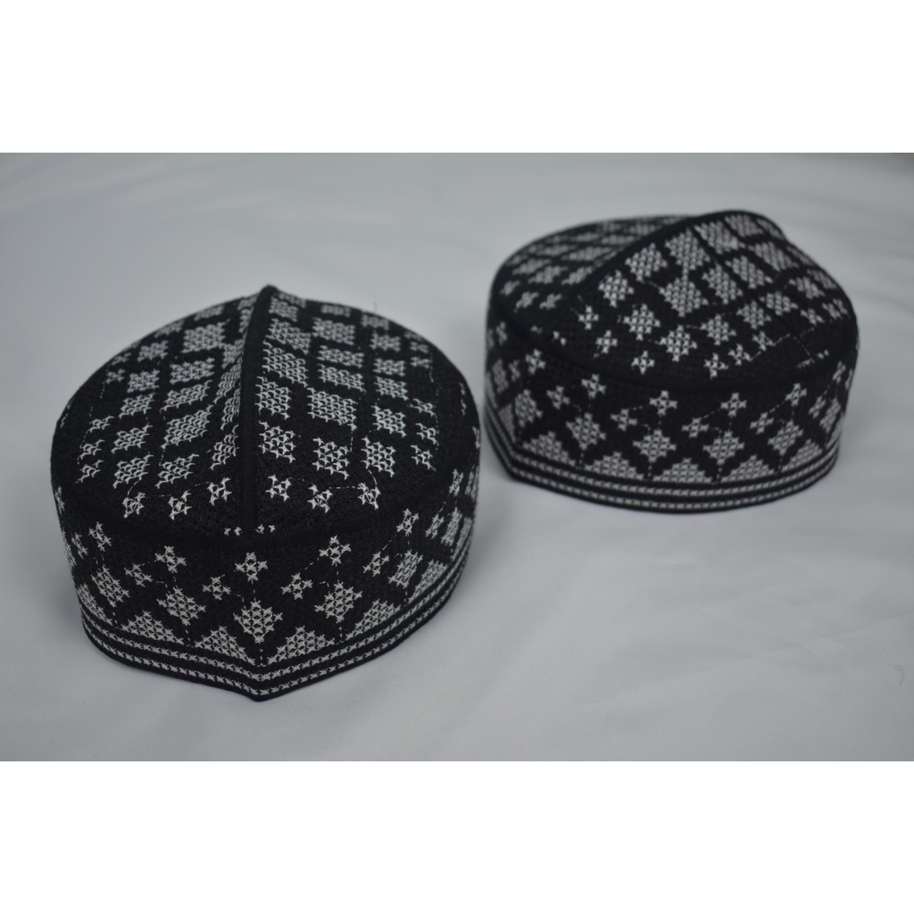 Jual Peci kopiah pakistan bordir hitam motif putih alat sholat anak ...