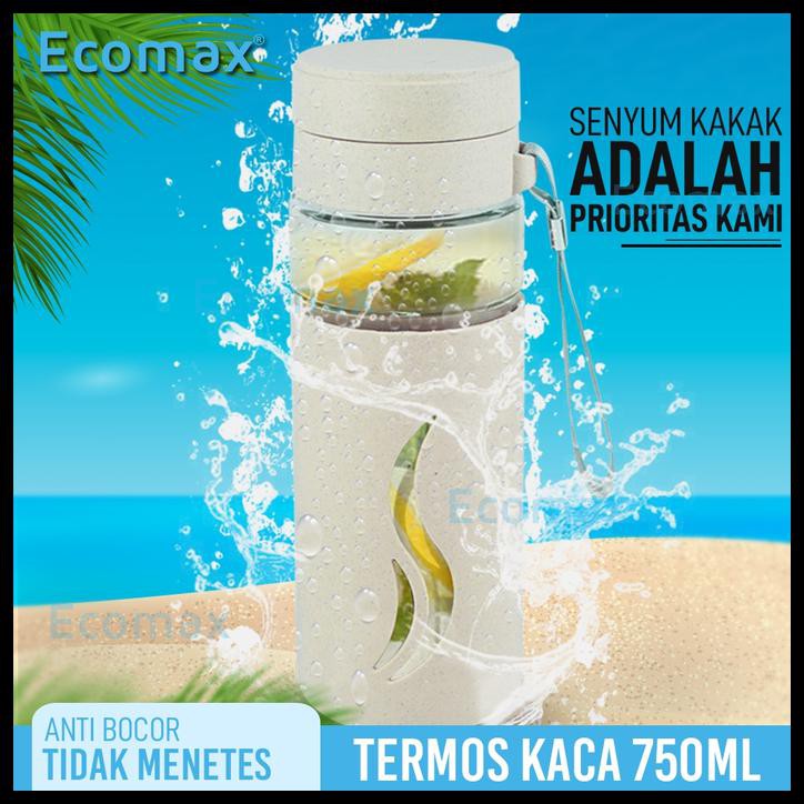 Jual ECOMAX BOTOL AIR MINUM KACA INFUSED WATER QM-8918 KAPASITAS 750ML ...