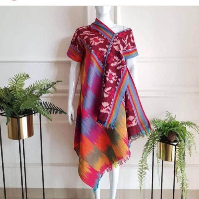Jual ROK TENUN/ DRESS TENUN/ BAJU TENUN MOTIF PELANGI ROK TENUN IKAT BLANKET ETNIK TENUN TROSO ...