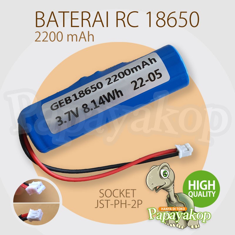 Jual Baterai RC 18650 Lithium 3.7V - 2200 mAh - JST-PH-2P - High ...