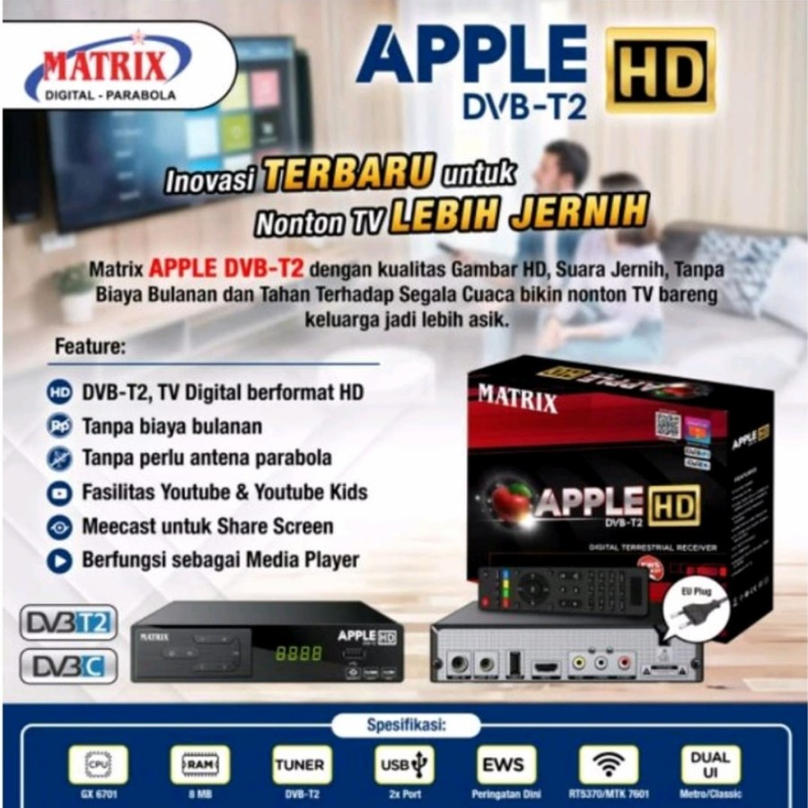 Jual Receiver Tv SET TOP BOX MATRIX GARUDA DVB T2 DIGITAL APPLE | Shopee Indonesia