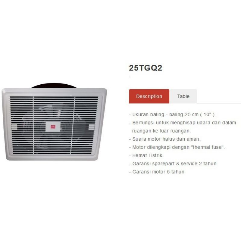 Jual KDK Kipas angin Exhaust Ventilating Fan 25TGQ Plafon 25cm baling ...