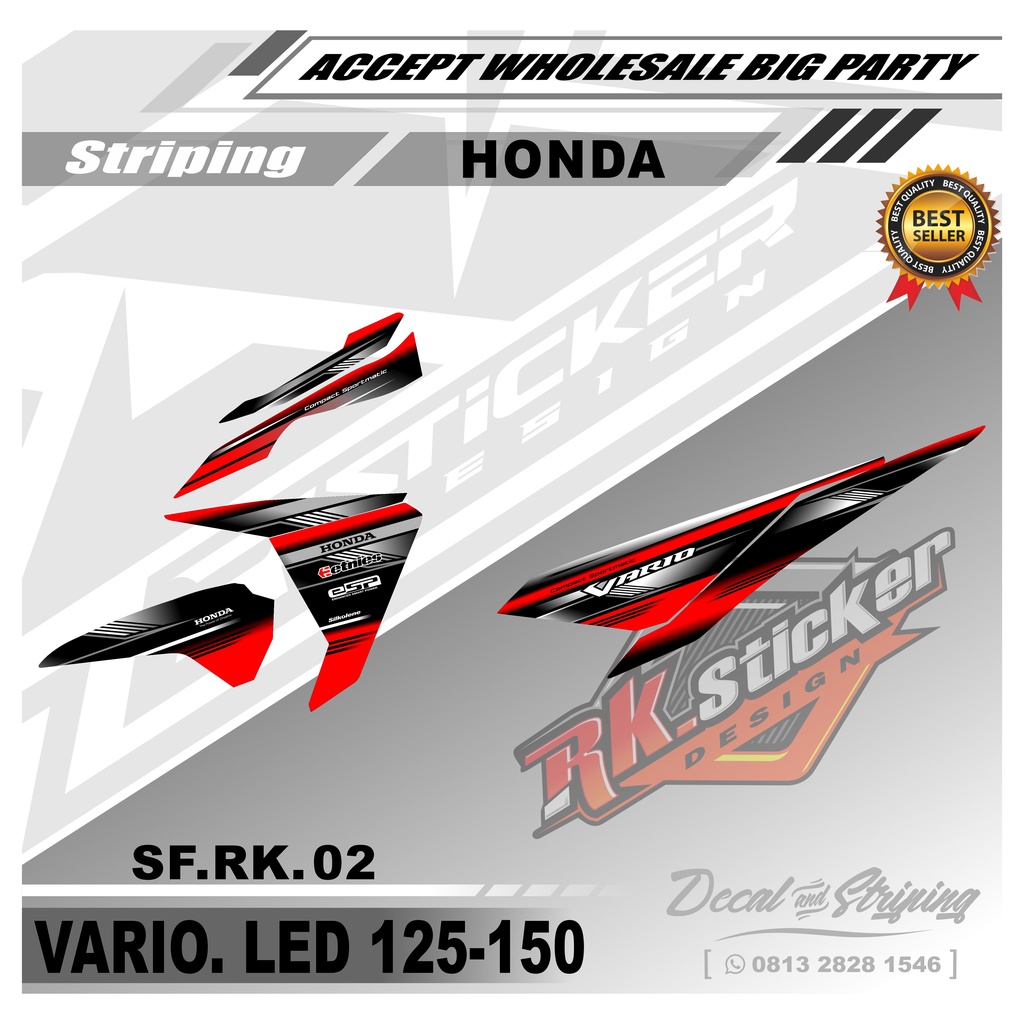 Jual Stiker Motor VARIO LED Sticker Striping Variasi Motor VARIO LED 125 150 Desain Racing Rk-02 ...