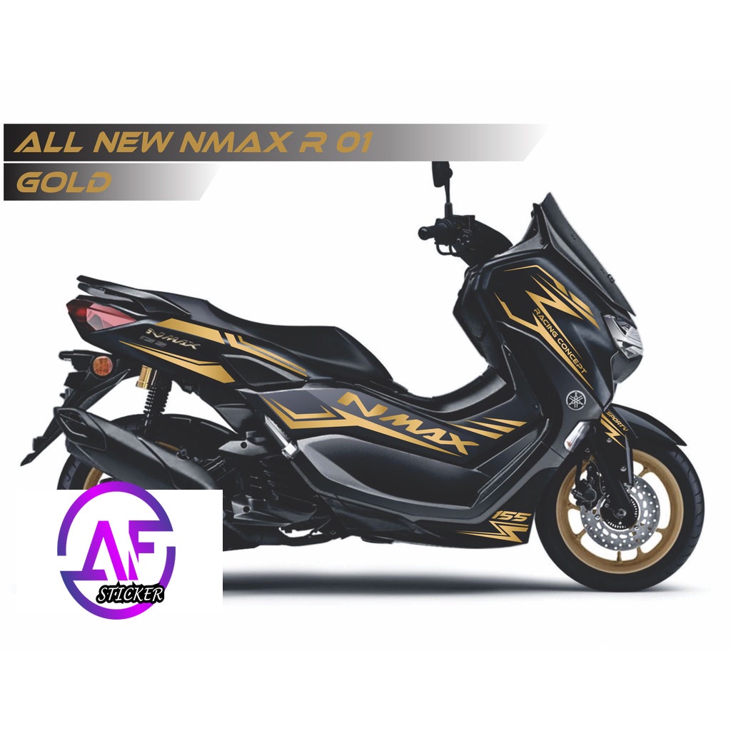 Jual 0248 STIKER ALL NEW NMAX HITAM CUTTING STICKER GOLD RACING ...