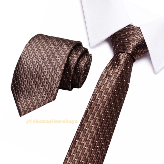 Jual Dasi panjang long tie motif dark brown coklat bronze texture ready ...