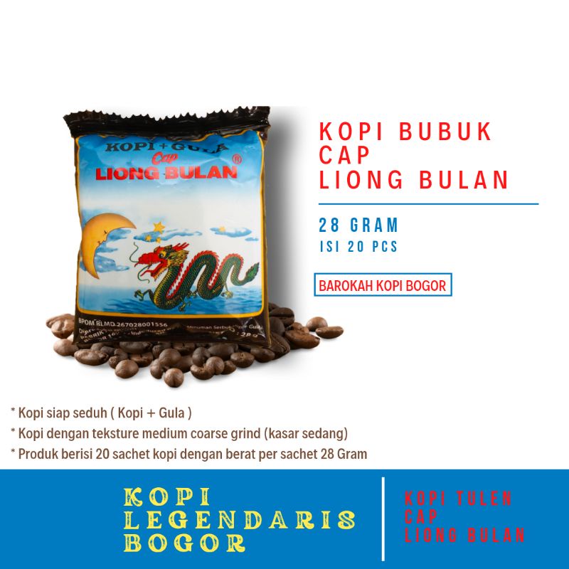 Jual Kopi Liong Bulan Plus Gula, ISI 20sachet @28gram | Shopee Indonesia