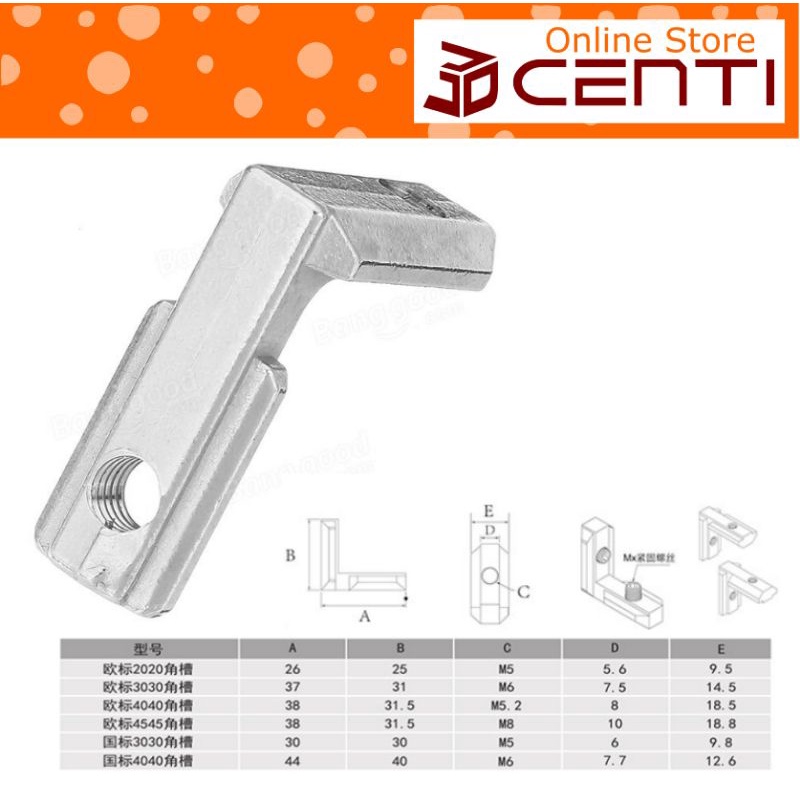 Jual L Slot corner aluminium profile 2020 3030 4040 20 30 40 series ...