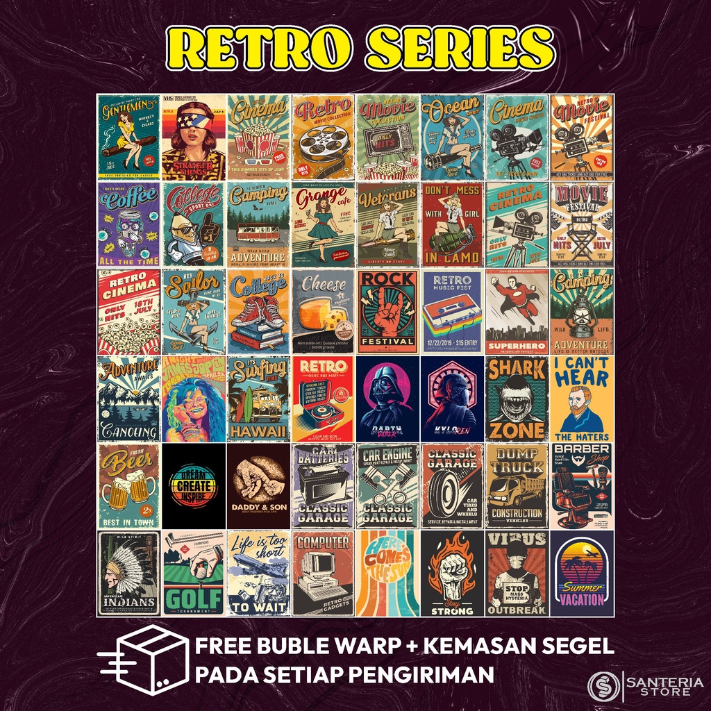 Jual Poster Dinding Aesthetic Variasi RETRO | Isi 48 Poster | Poster ...