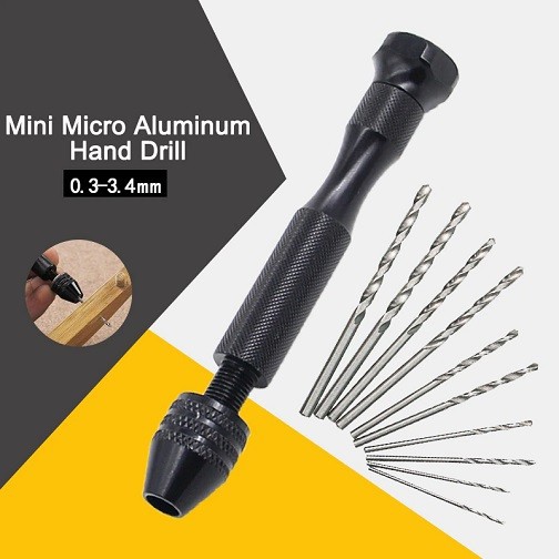 Jual Bor Tangan Manual Mini Micro Alumunium Hand Drill Hitam Keyless ...