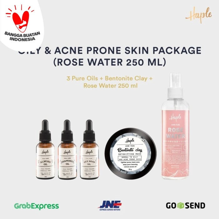 Jual Haple Acne and Oily prone skin package ( rose water 250ml ...