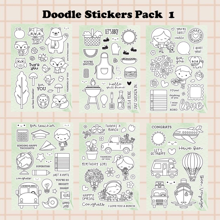 Jual [PART 1] Doodle Stickers, stiker doodle aesthetic estetik | Shopee ...